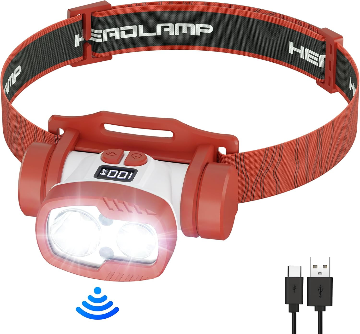 Rechargeable LED Headlamp Flashlight, 1500 Lumen Headlight with 9 Modes ...