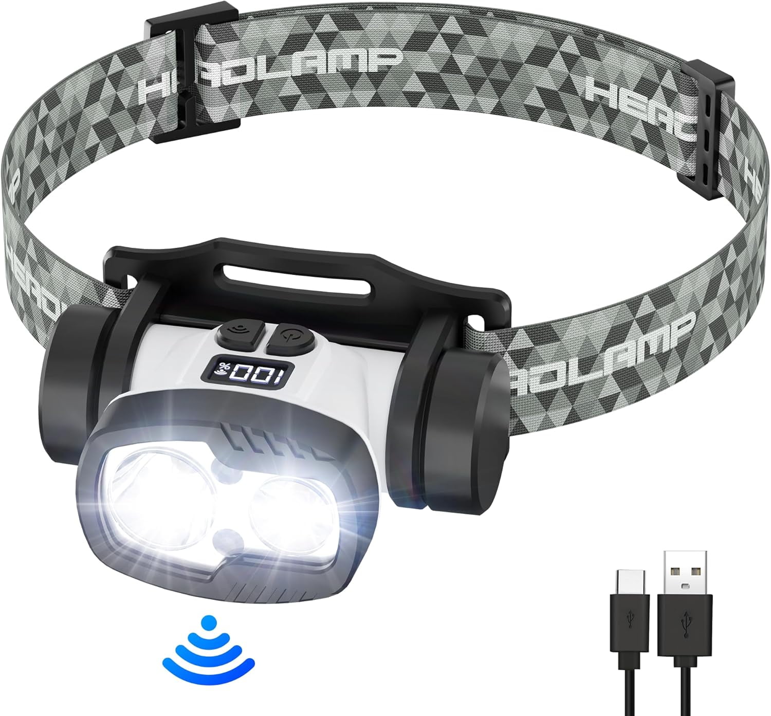 Rechargeable LED Headlamp Flashlight, 1500 Lumen Headlight with 9 Modes ...