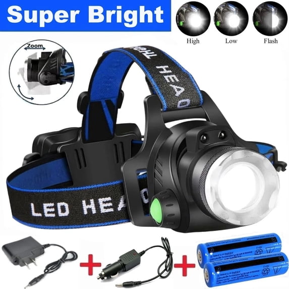 Rechargeable LED Headlamp Flashlight - High Lumens Zoomable Beam ...