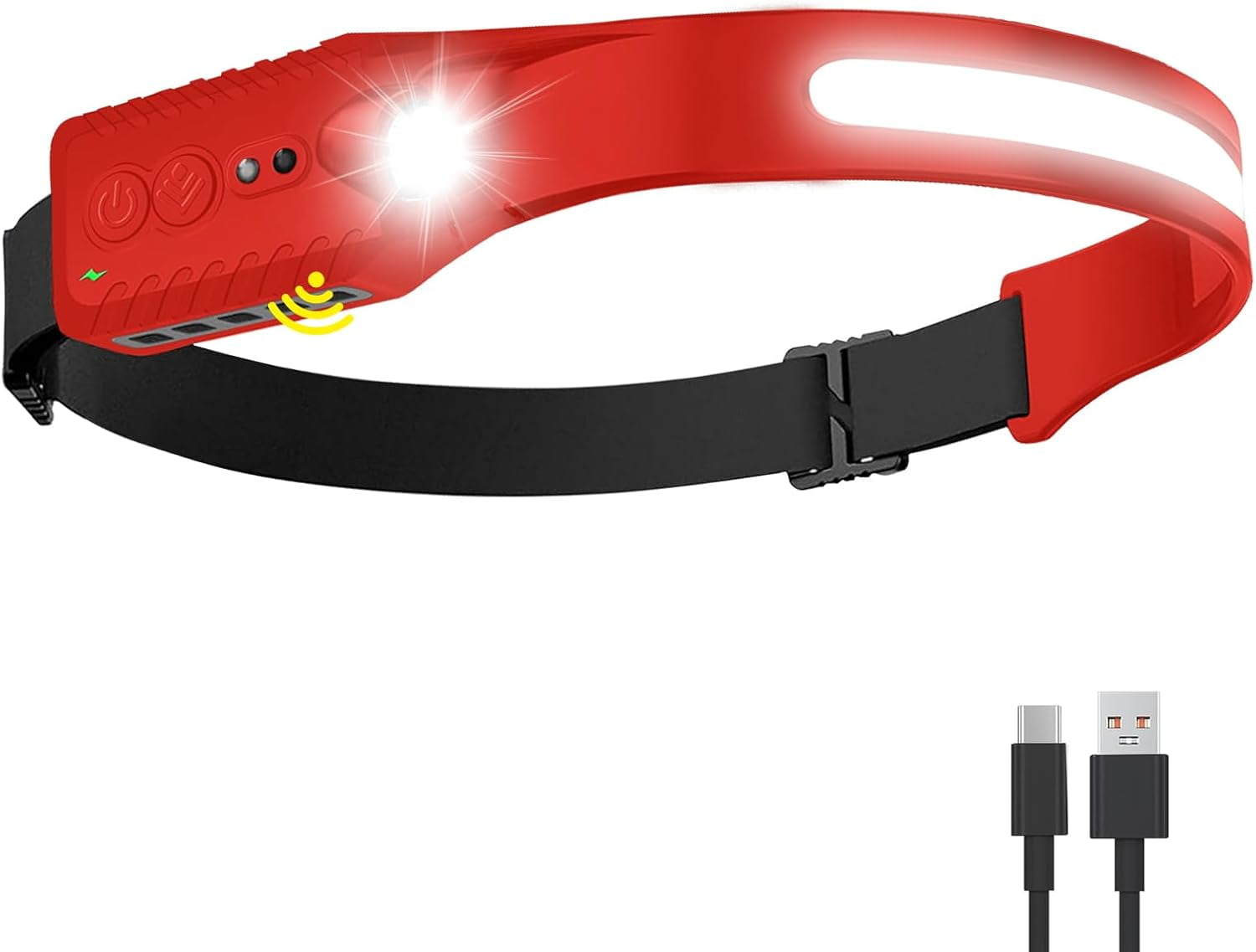 Rechargeable LED Headlamp (Red), 400 Lumens, 230? Wide Beam, USB-C ...