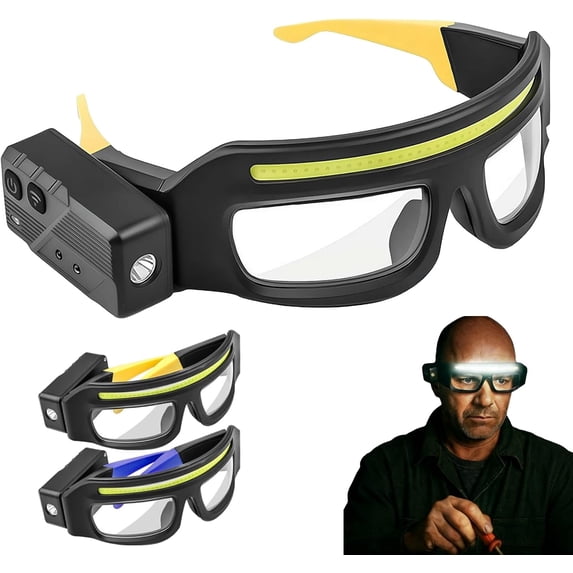 Rechargeable LED Headlight Glasses with Motion Sensor - USB-C Smart ...