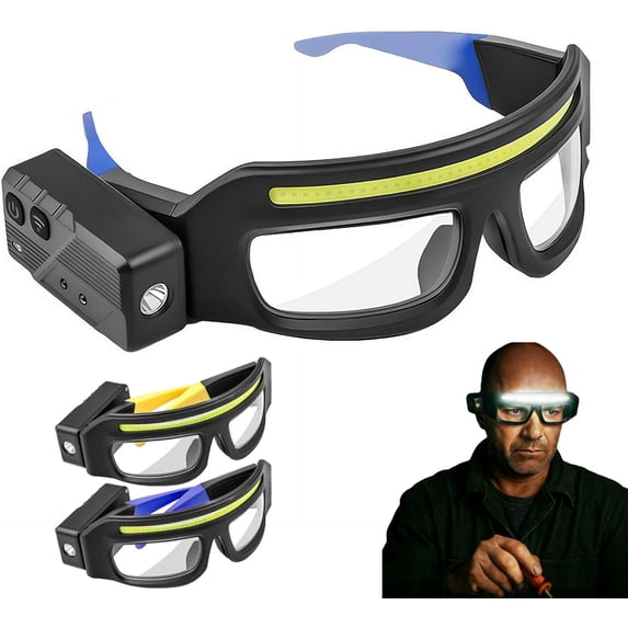 Rechargeable LED Headlight Glasses with Motion Sensor - USB-C Smart ...