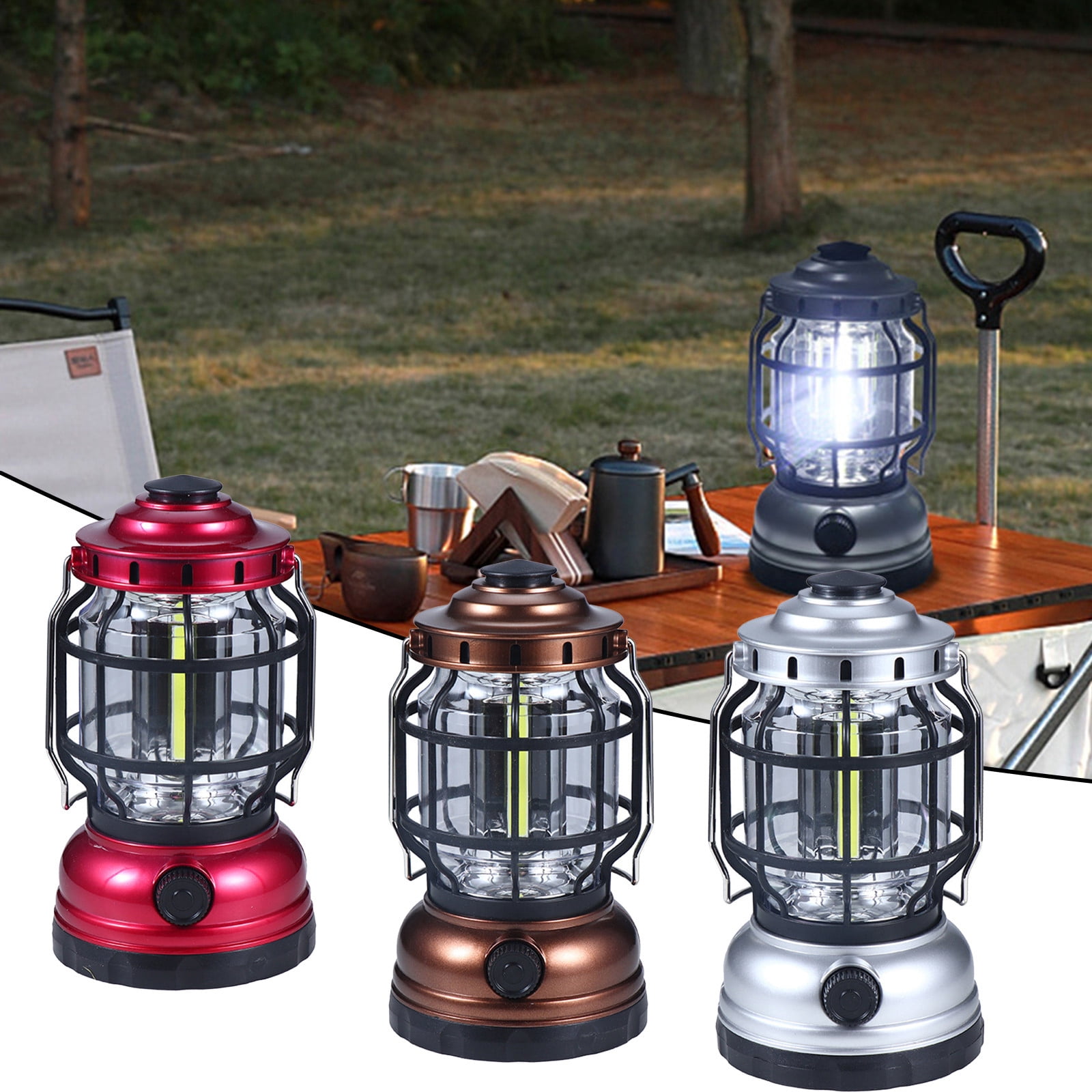 Rechargeable LED Lantern, Barn Style, Dimmable Light + Portable Hook ...