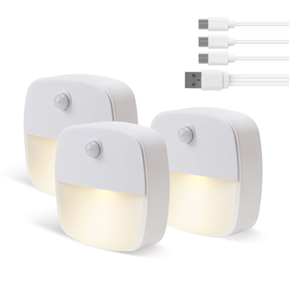 Rechargeable LED Motion Sensor Night Light, [3 Pack] Stick-On Night ...