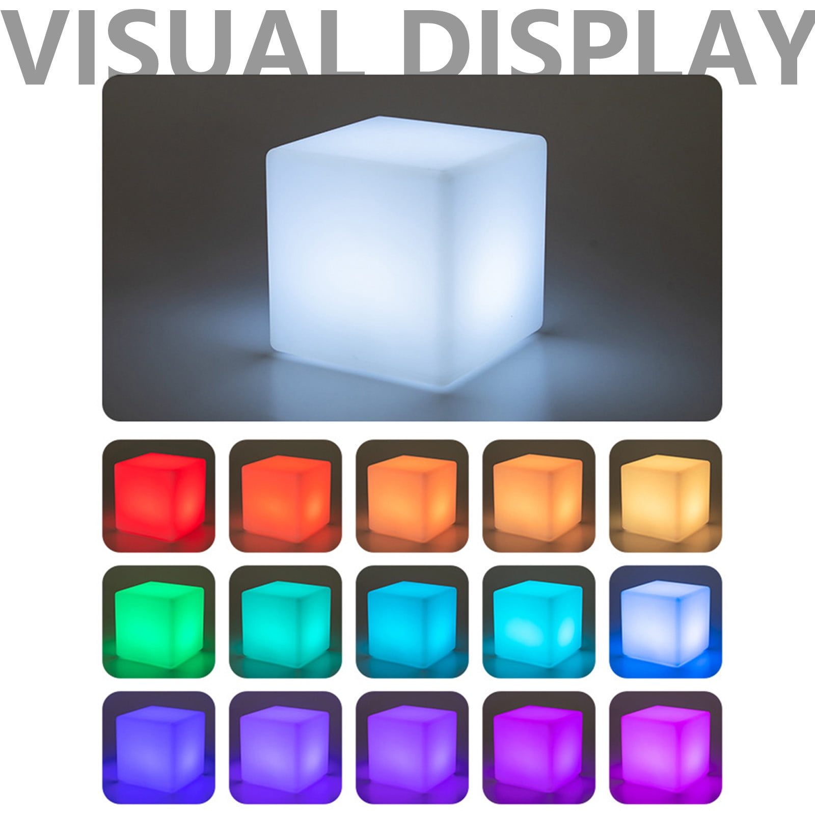 Rechargeable LED Night Light Cube, 5.9" Portable Mood Lamp with Remote ...