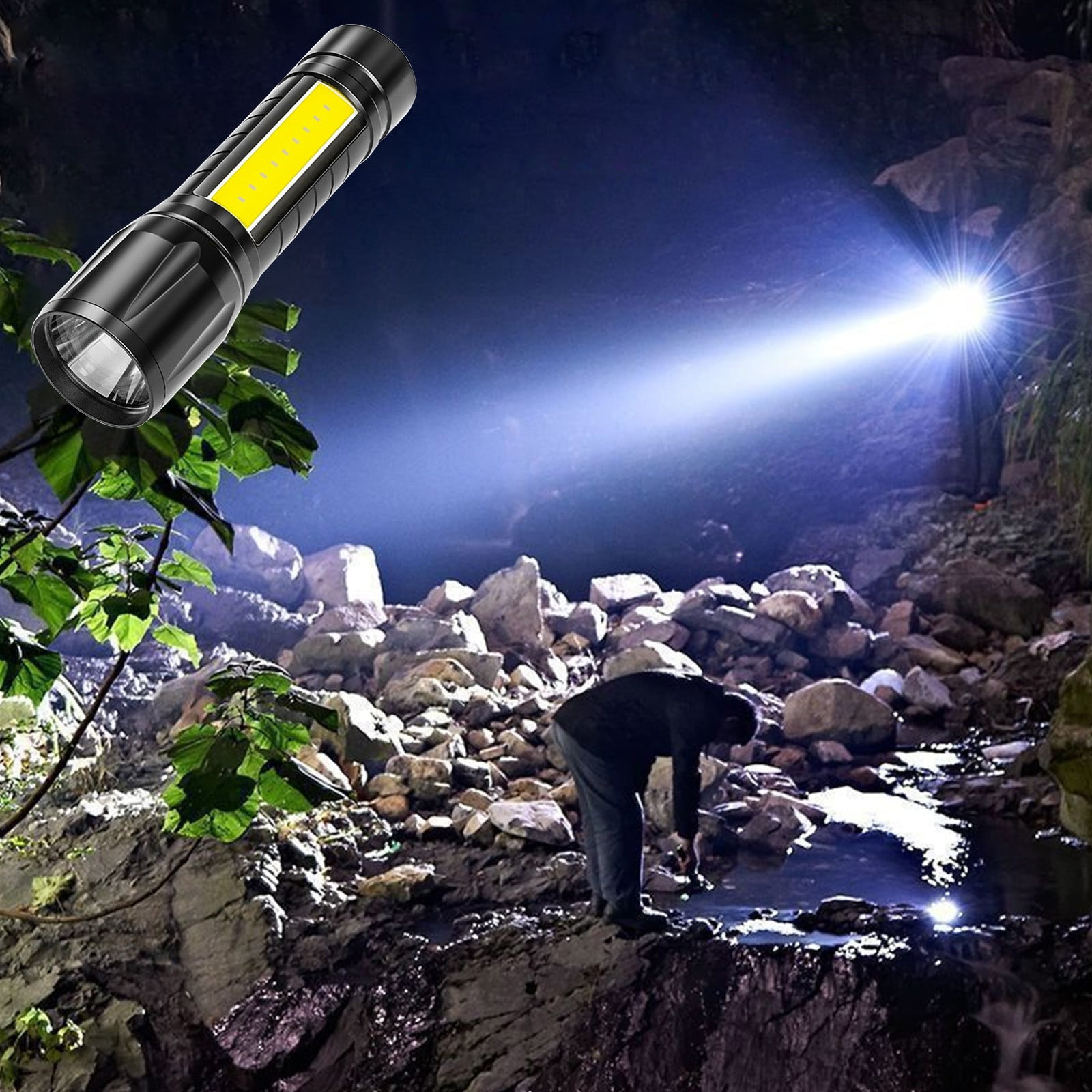 Rechargeable LED Tactical Flashlight with Type-C Fast Charging, 3 Light ...