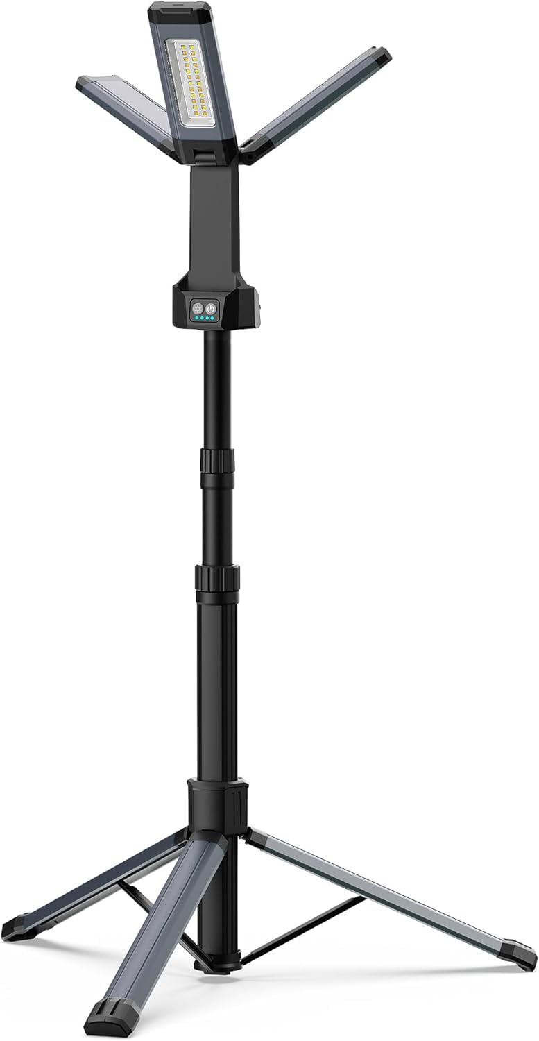 Rechargeable LED Work Light with Stand, 67" Tall Portable Cordless Work ...
