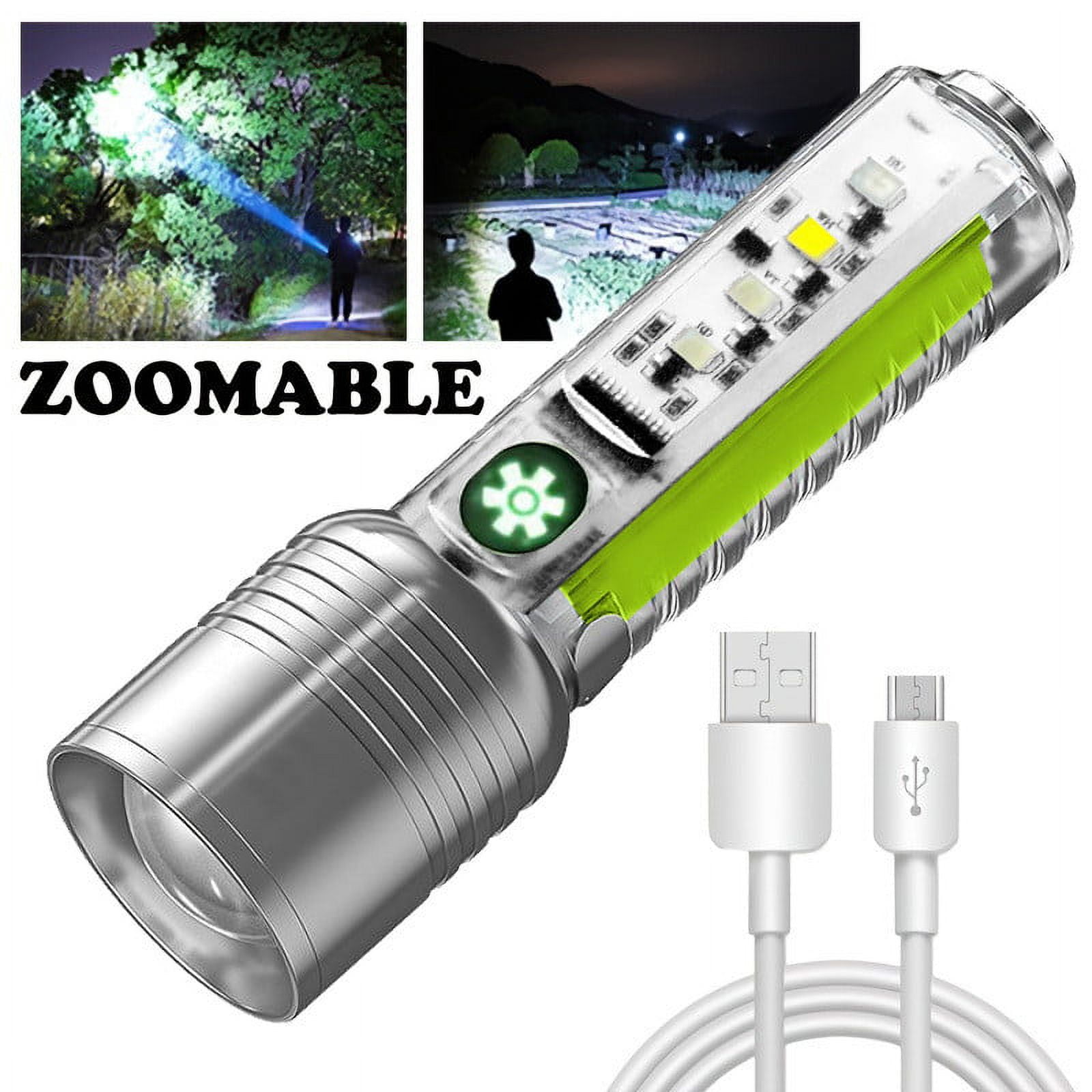 Rechargeable Led Flashlight, Strong Beam White Light, Durable Plastic ...