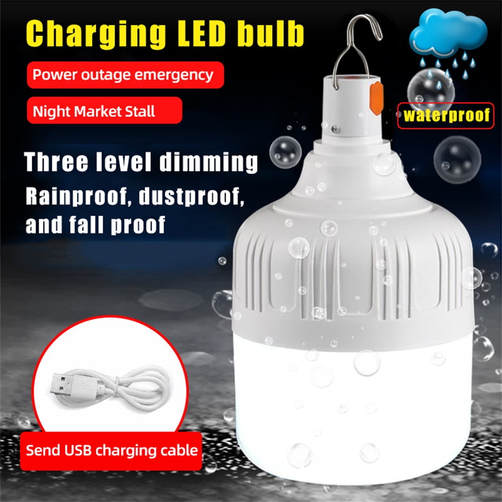 Rechargeable Light Bulbs, Battery Operated Light Bulb LED Emergency Lightbulbs Warm Dimmable ...