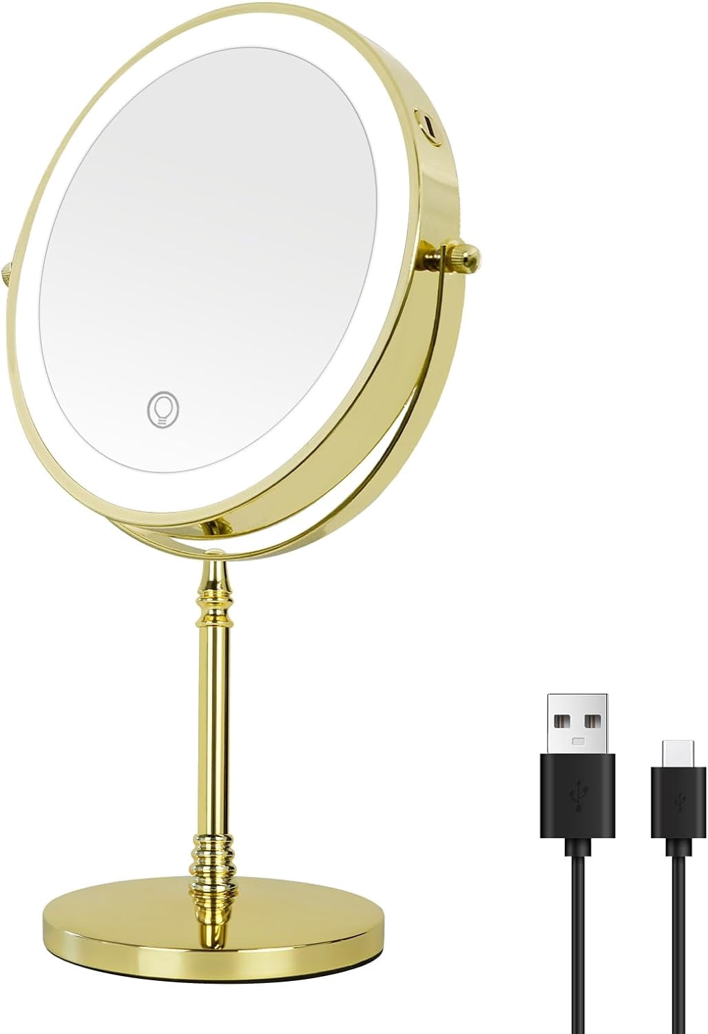 Rechargeable Lighted Makeup Mirror 10x Magnification Vanity Mirror ...