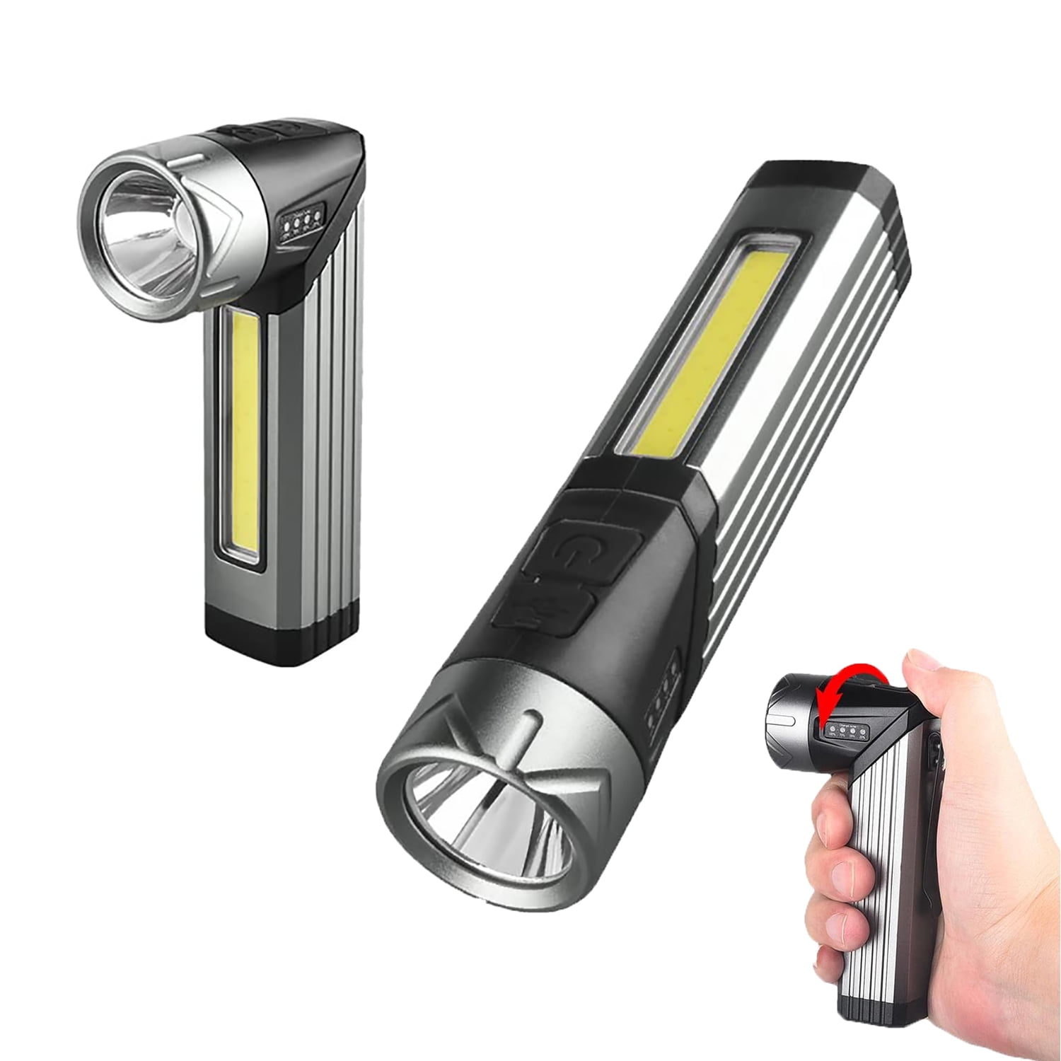Rechargeable Mag Lights Flashlight, 90 Degree Emergency Camping ...
