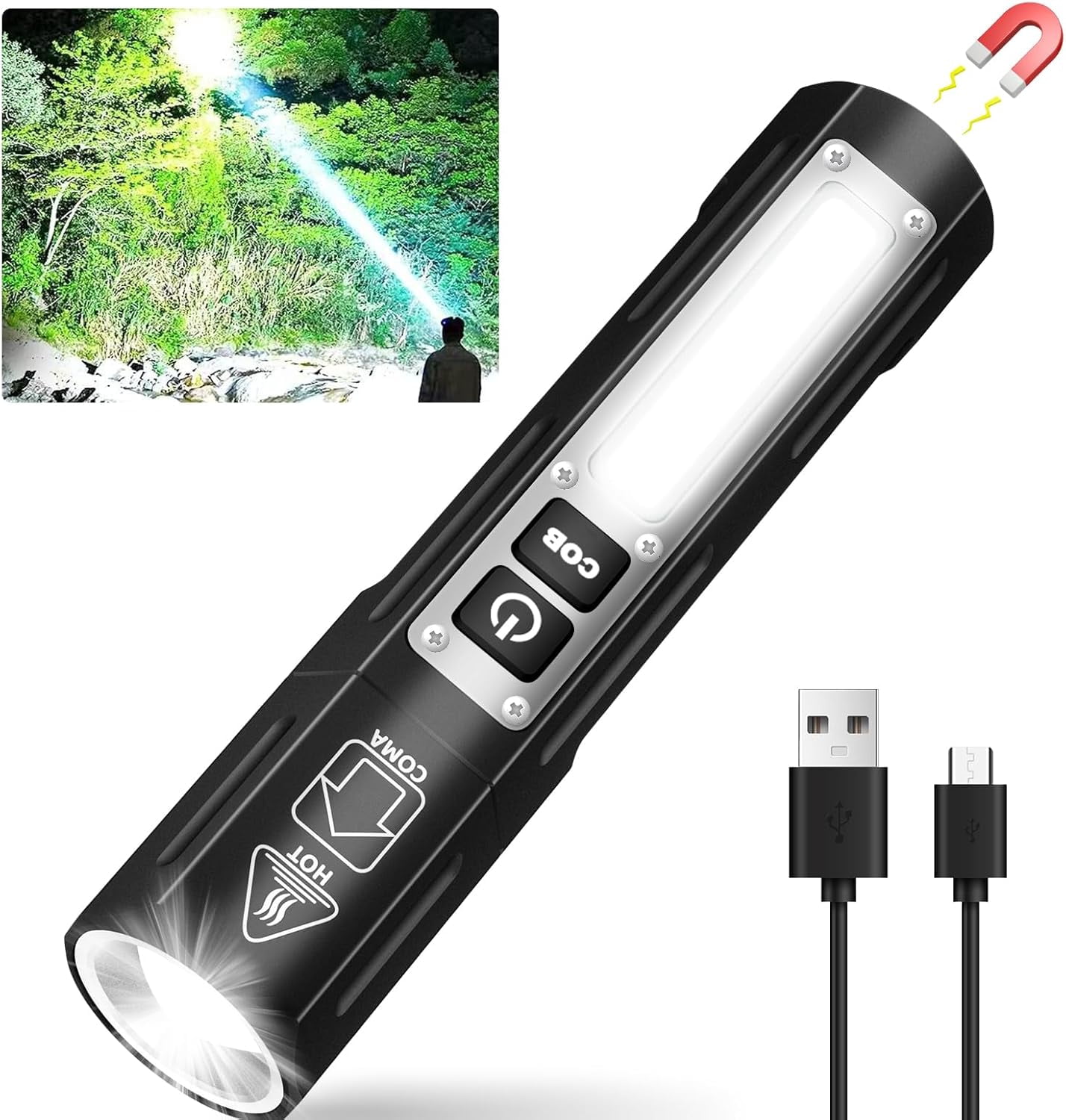 Rechargeable Magnetic Flashlights 20000 High Lumens - Super Bright Long ...