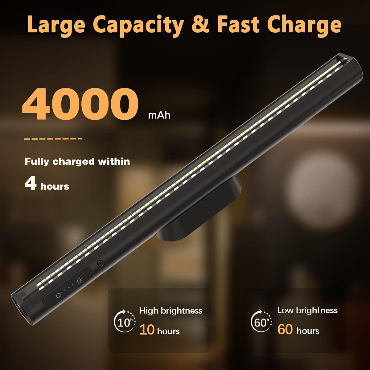 Rechargeable Magnetic LED Light Bar with Remote, Under Cabinet Lighting ...