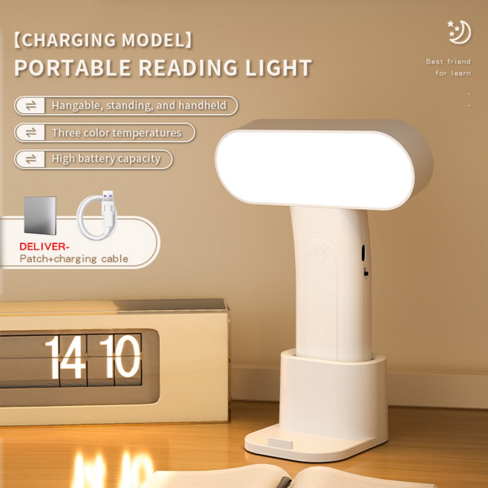 Rechargeable Magnetic Reading Light, Touch Control Portable Desk Lamp ...