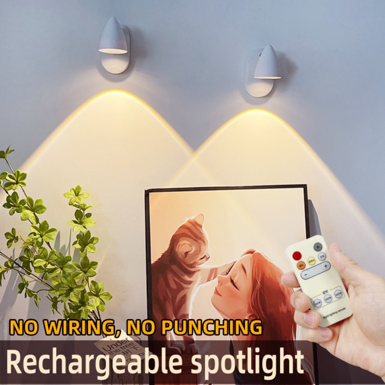 Magnetic wall light, remote LED painting light, no wire, 3 colors for ...