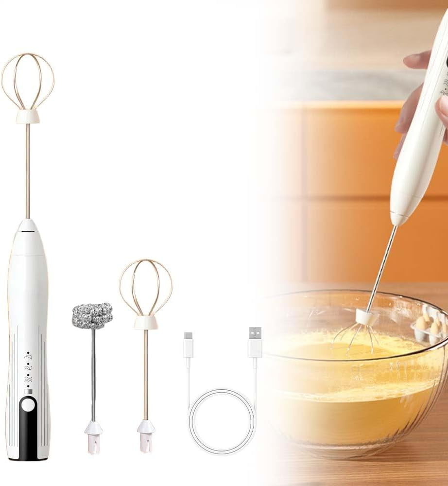 Rechargeable Milk Frother Handheld, 2025 New Coffee Frother Wand with 2 ...