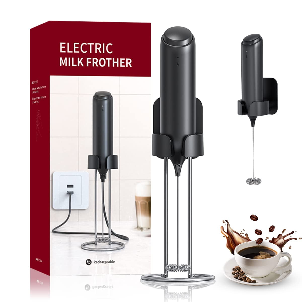Rechargeable Milk Frother Handheld for Coffee, Stirrers Electric Whisk ...