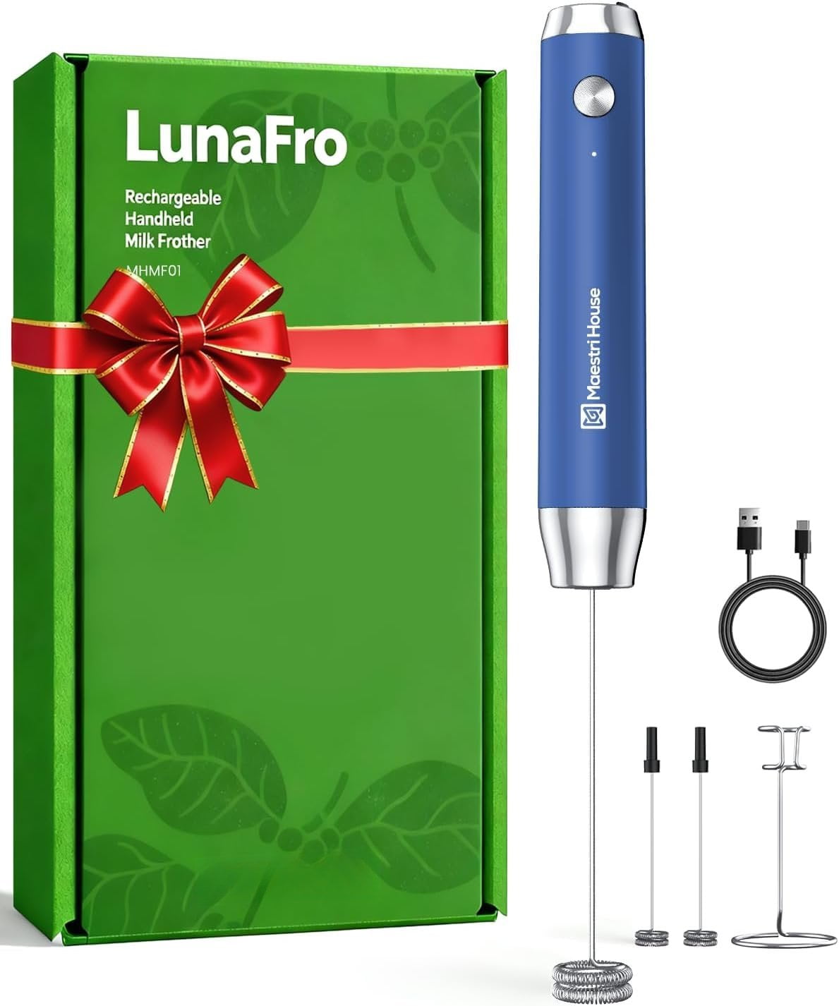 Rechargeable Milk Frother with Stand, Handheld Electric Maker ...