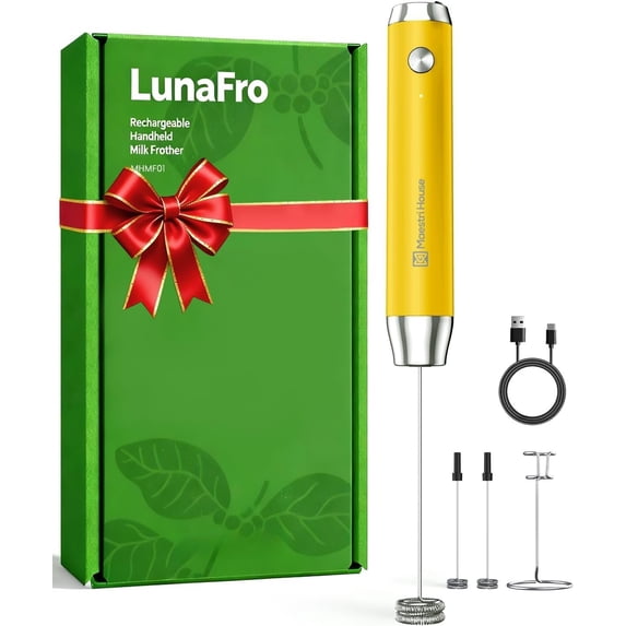 Rechargeable Milk Frother with Stand, Handheld Electric Maker ...