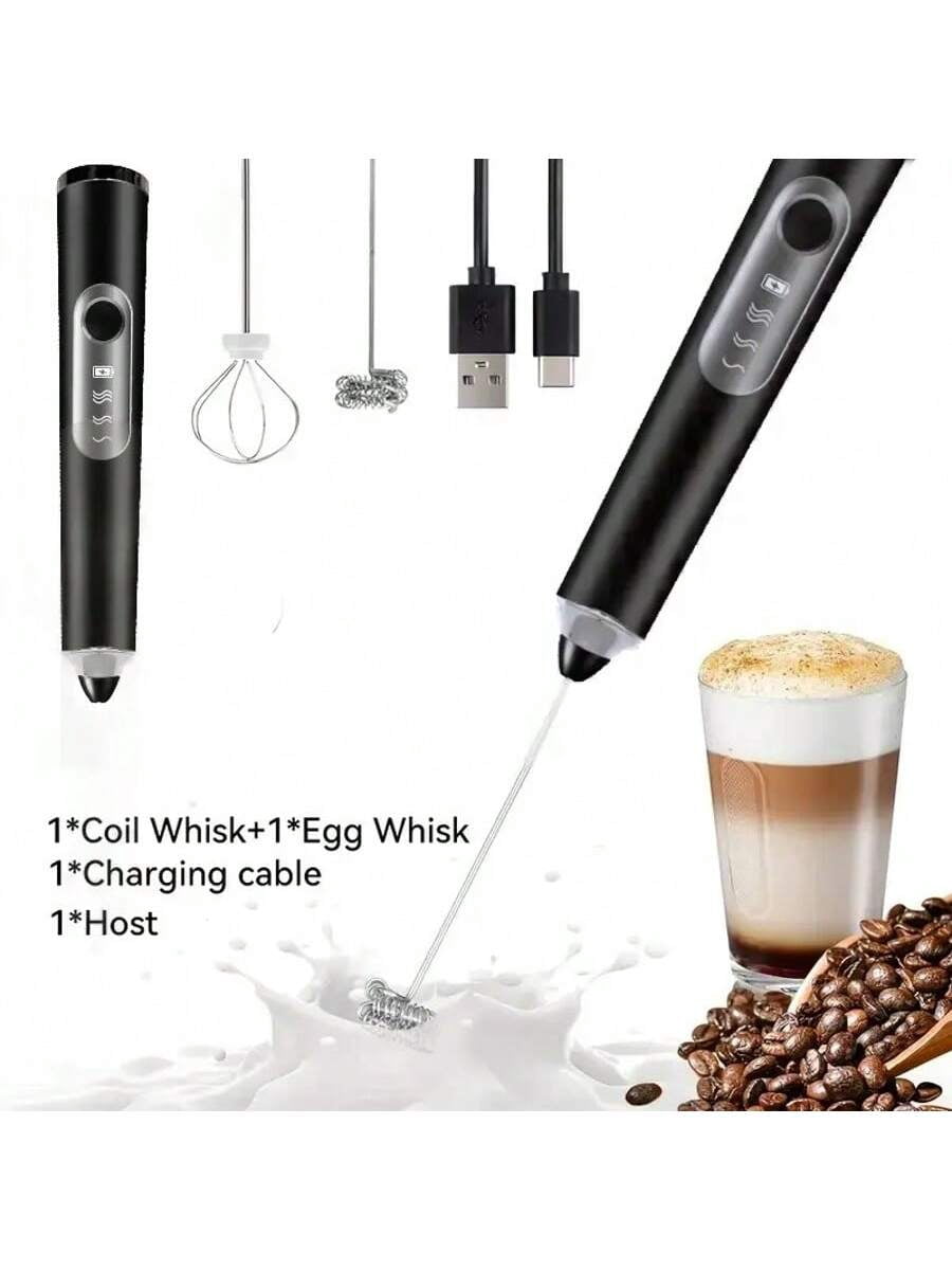 Rechargeable Milk Frother With Stepless Speed Control, Handheld ...