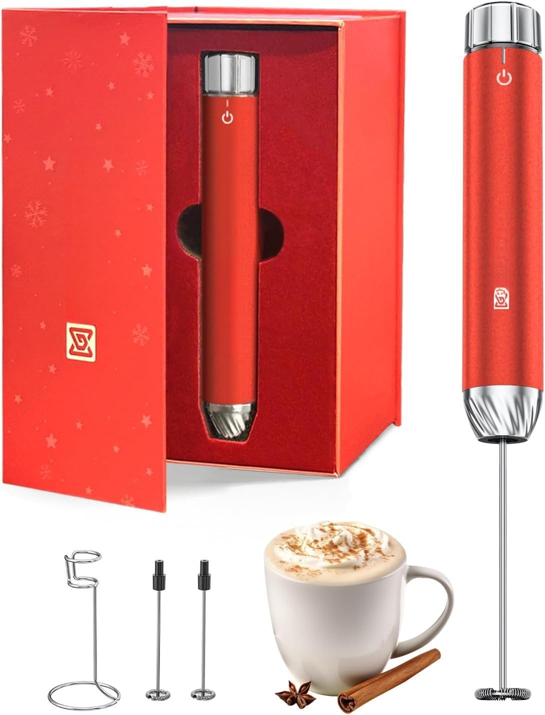 Rechargeable Milk Frother with Stepless Speed Control, Handheld ...