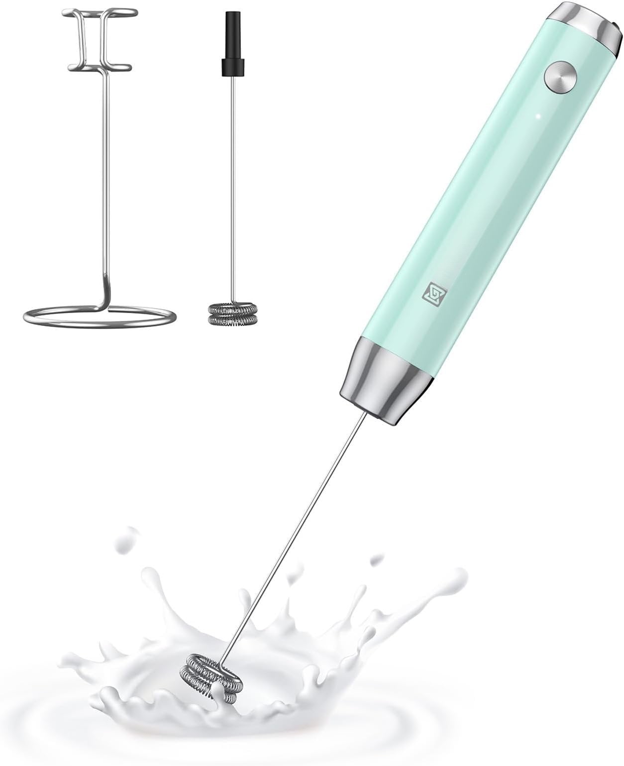 Rechargeable Milk Frother with Stand, LunaFro Handheld Electric Maker ...