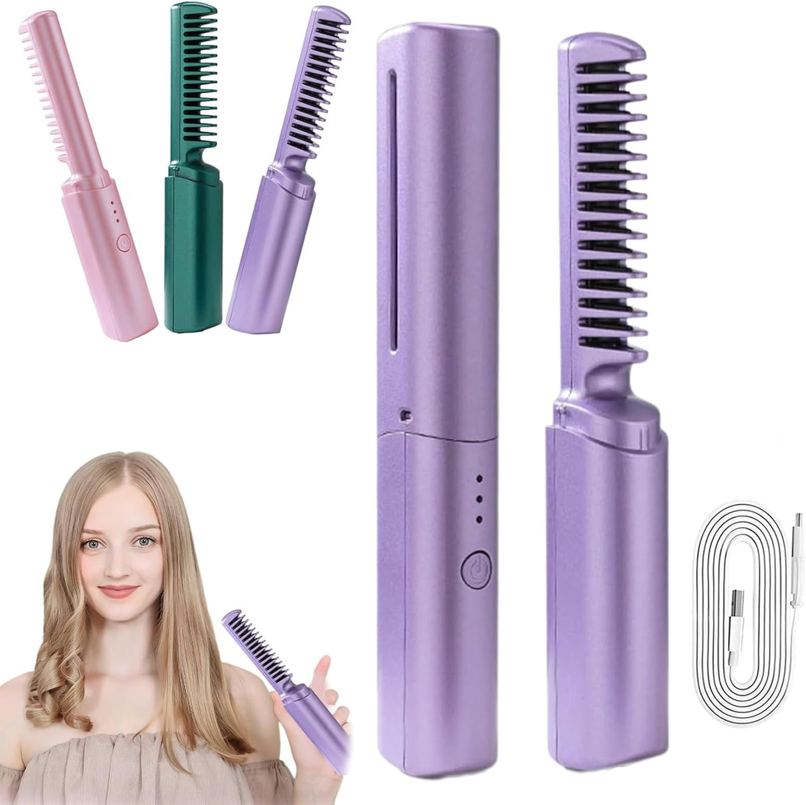 Rechargeable Mini Hair Straightener, 2 in 1 Anti-Scald Hair ...