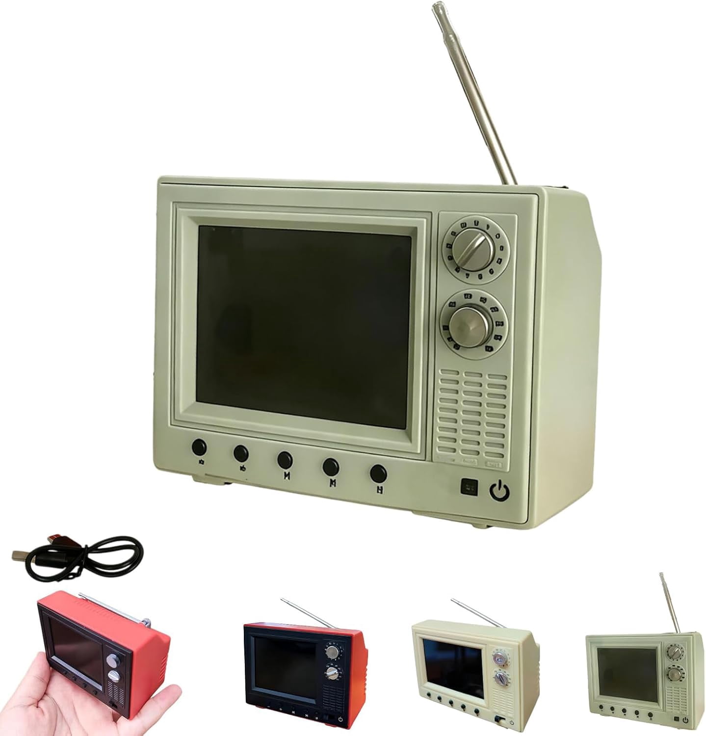 Rechargeable Mini Retro TV Player, Cute Portable Vintage TV with USB ...