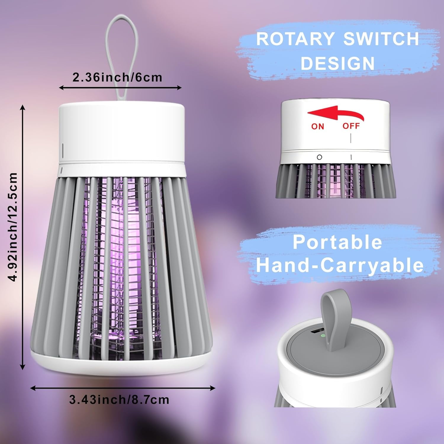 Rechargeable Mosquito Zapper with Light, Portable Insect Killer for ...