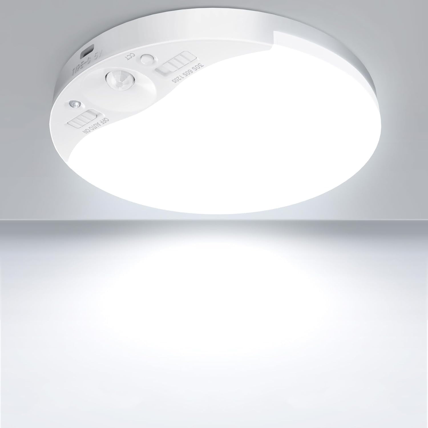 Rechargeable Motion Sensor Ceiling Light with Remote, 3000K/4000K/6500K ...