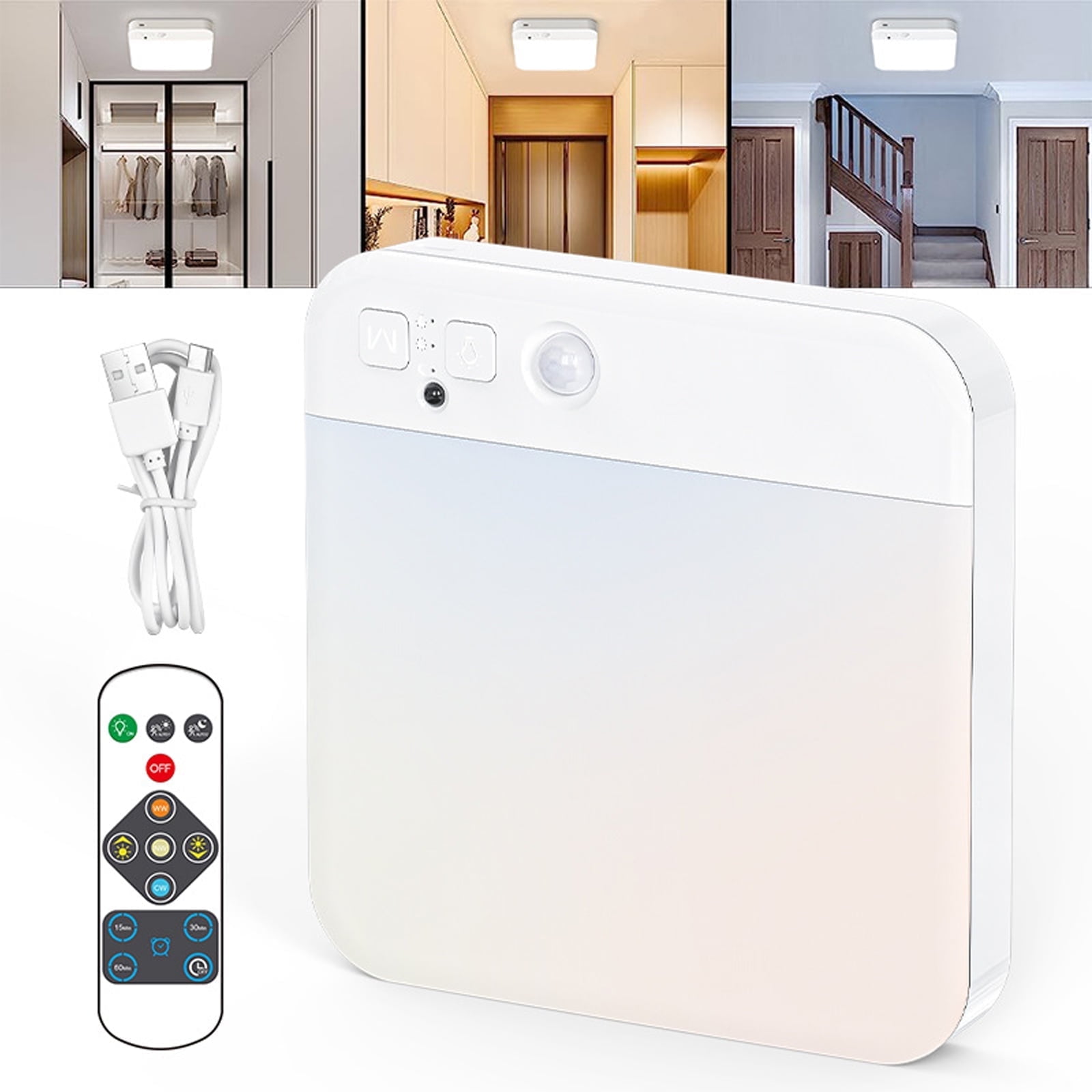Rechargeable Motion Sensor Ceiling Light with Remote - Wireless Ceiling ...