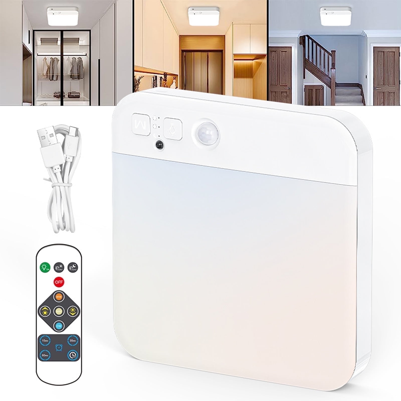 Sensor Ceiling Light,Wireless Ceiling Light with Remote,Rechargeable ...