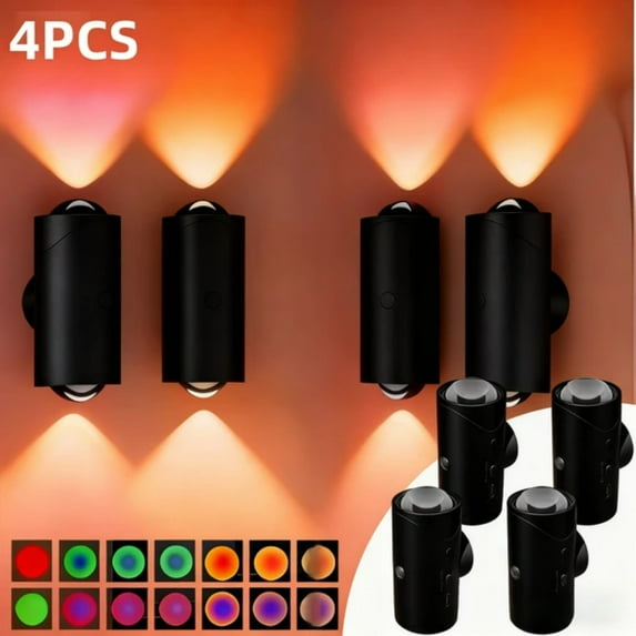 Rechargeable Multi Color LED Wall Lamp Magnetic StepLight Dimmable ...