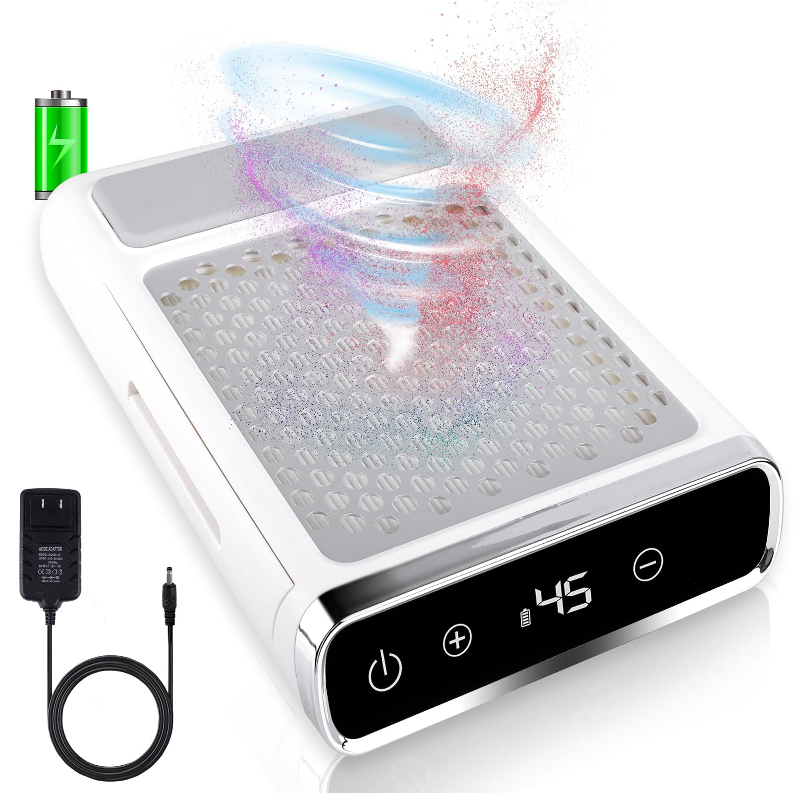 Rechargeable Nail Dust Collector, TMA2 Vacuum Fan Cordless Dust with 2 ...