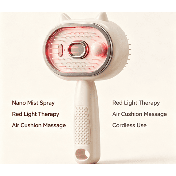 Rechargeable Nano Mist Hair Care Comb, Red Light Therapy Scalp Massage ...