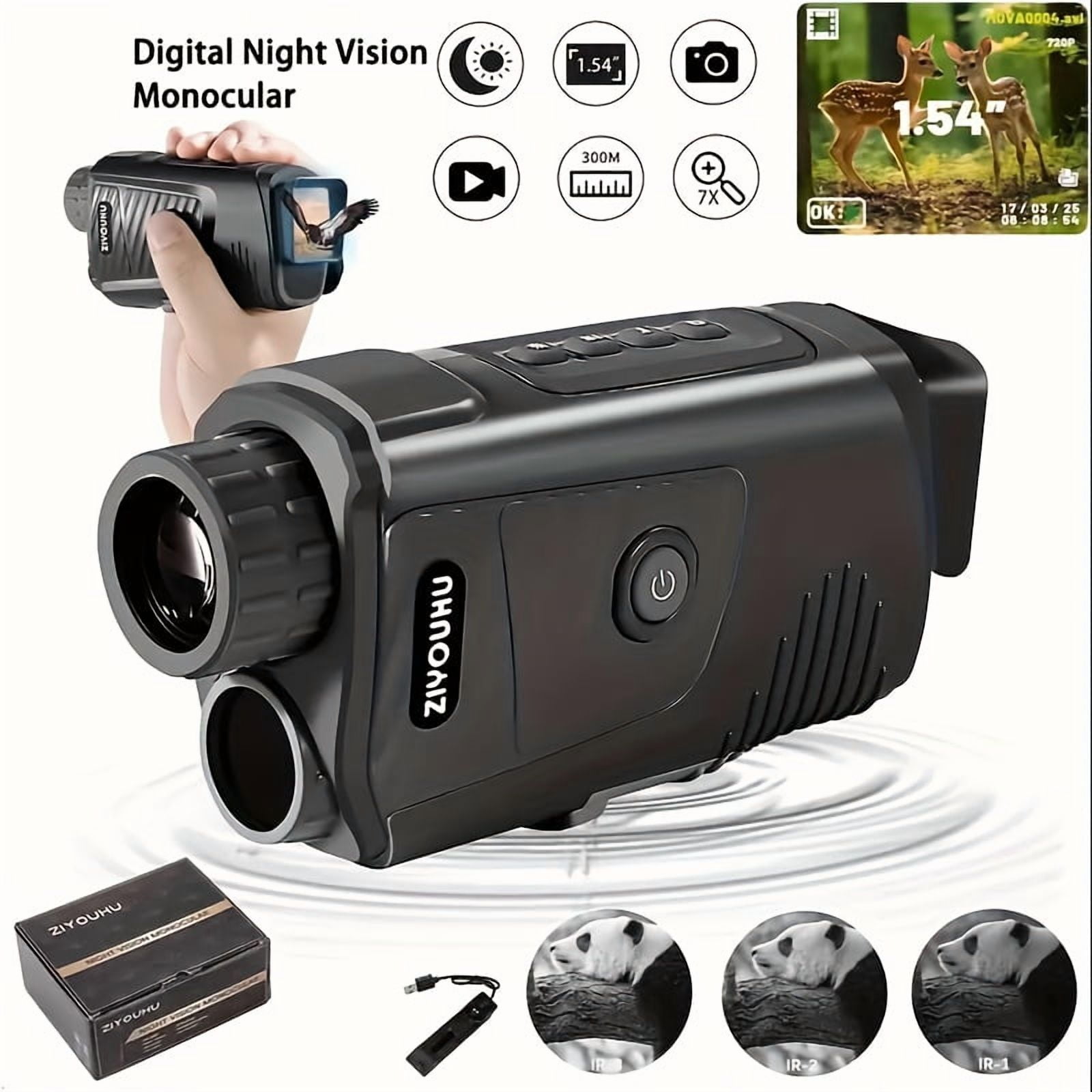 Rechargeable Night Vision Monocular with IR Illuminator - 1080P HD ...