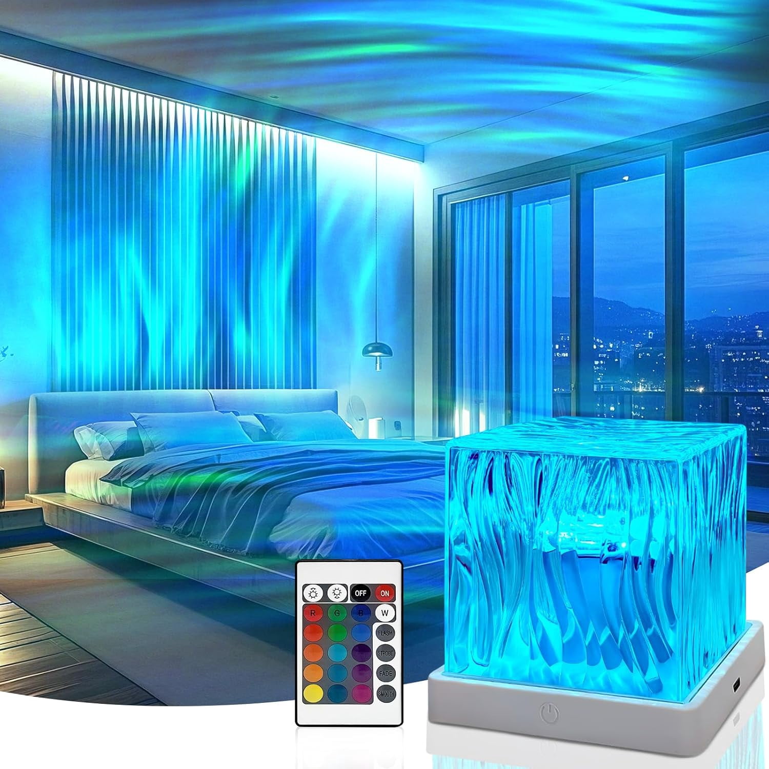 Rechargeable Northern Light Aurora Projector, 16-Color 3D Holographic ...