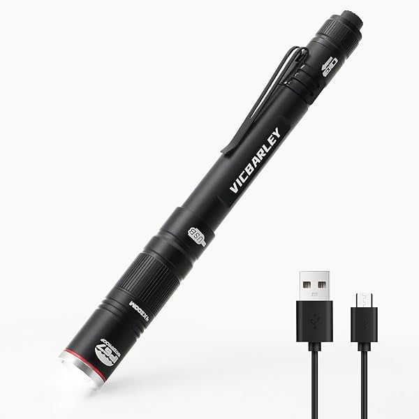 Rechargeable Pen Light, 300 Lumens LED Pocket Rechargeable Flashlight ...