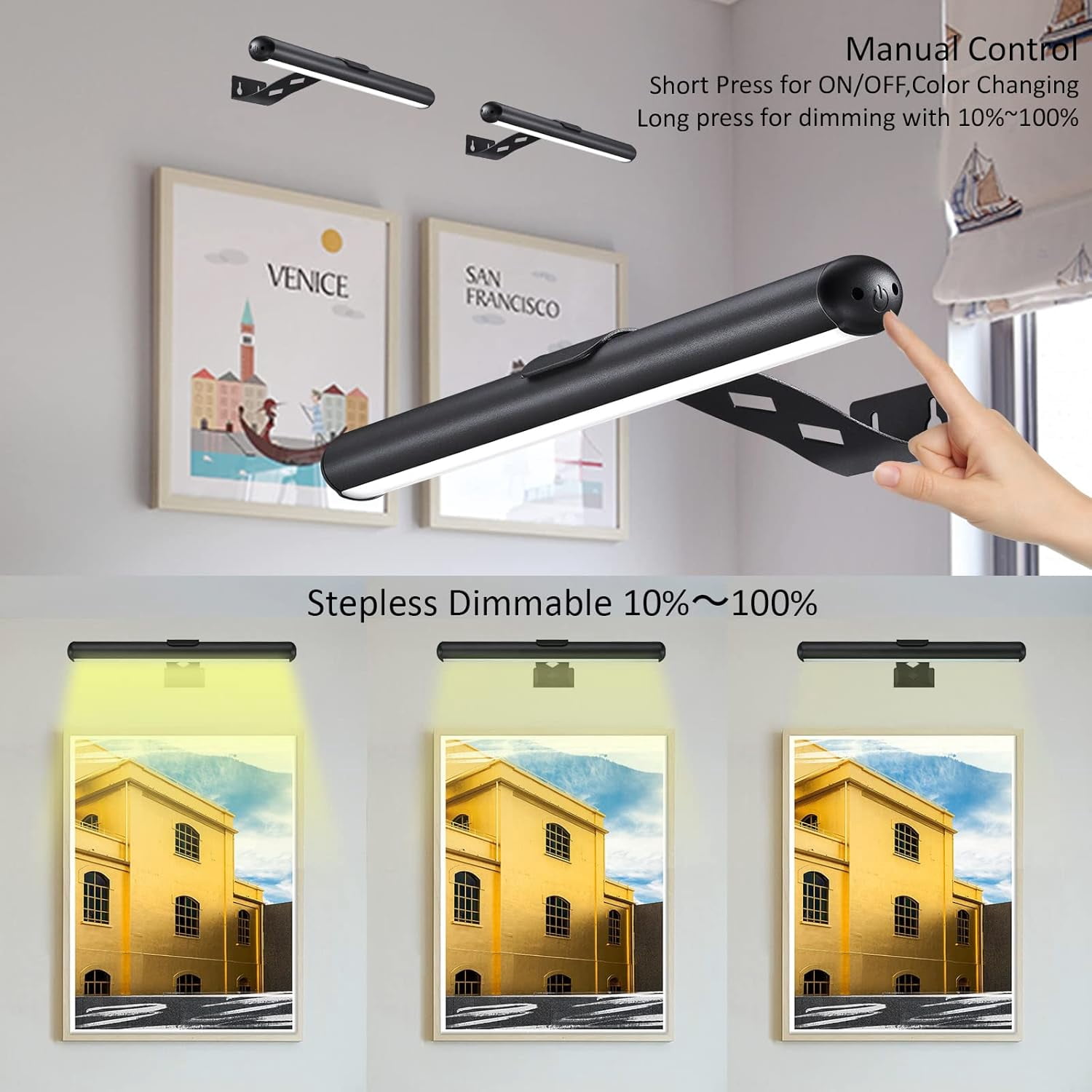 Rechargeable Picture Light Battery Operated, Wireless Painting Light ...