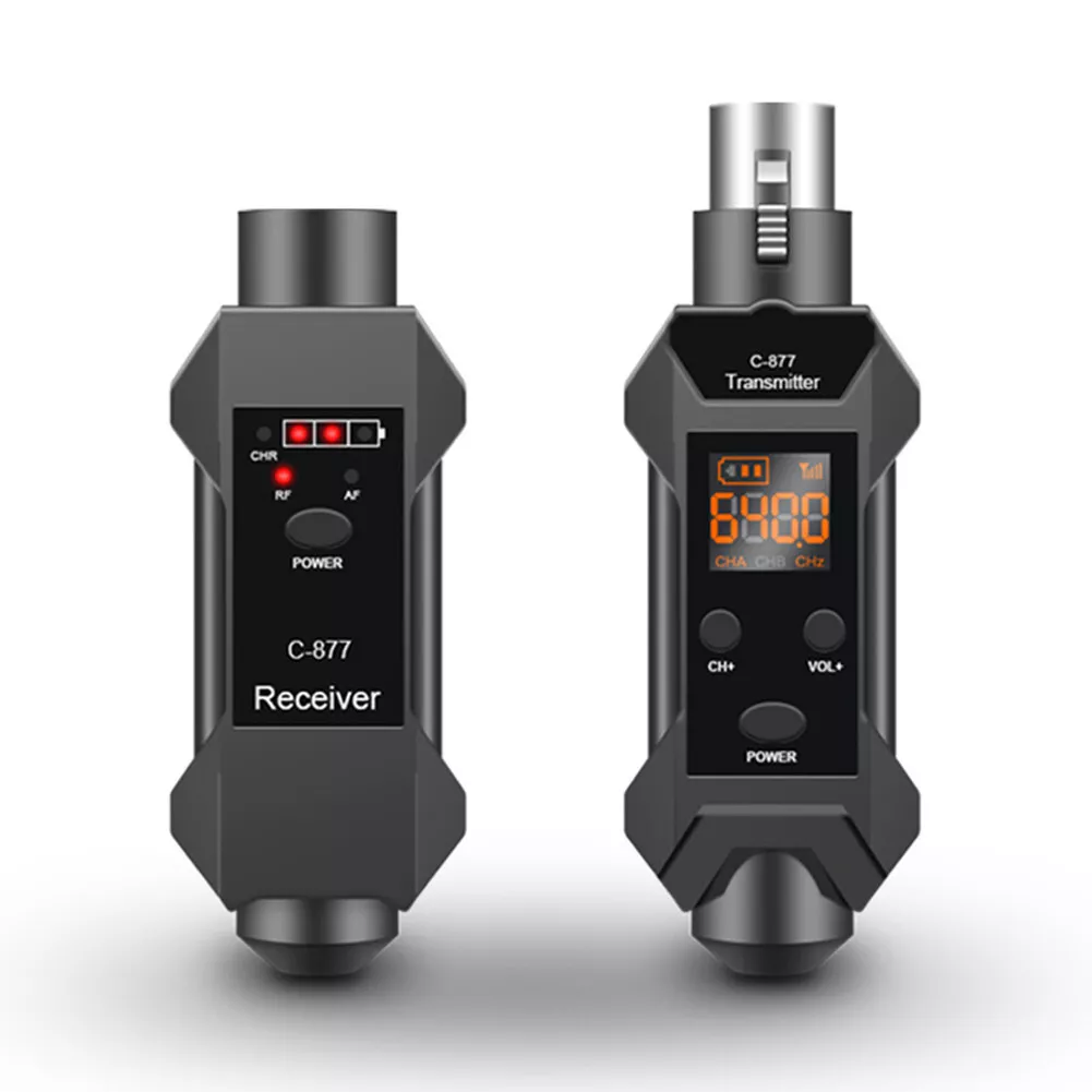 Rechargeable Plug-on Microphone Wireless System XLR Transmitter ...