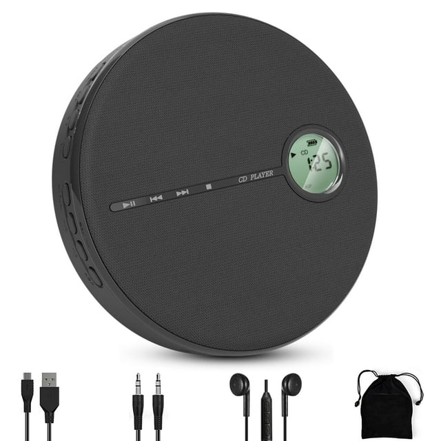 Rechargeable Portable CD Player with Bluetooth, Compact Anti-Skip ...