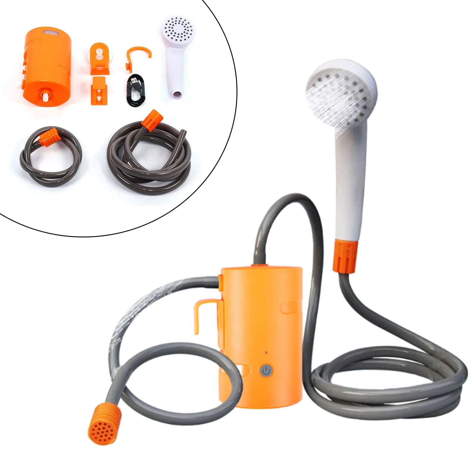 Rechargeable Portable Camping Shower with LED Lights, Strong Pump ...