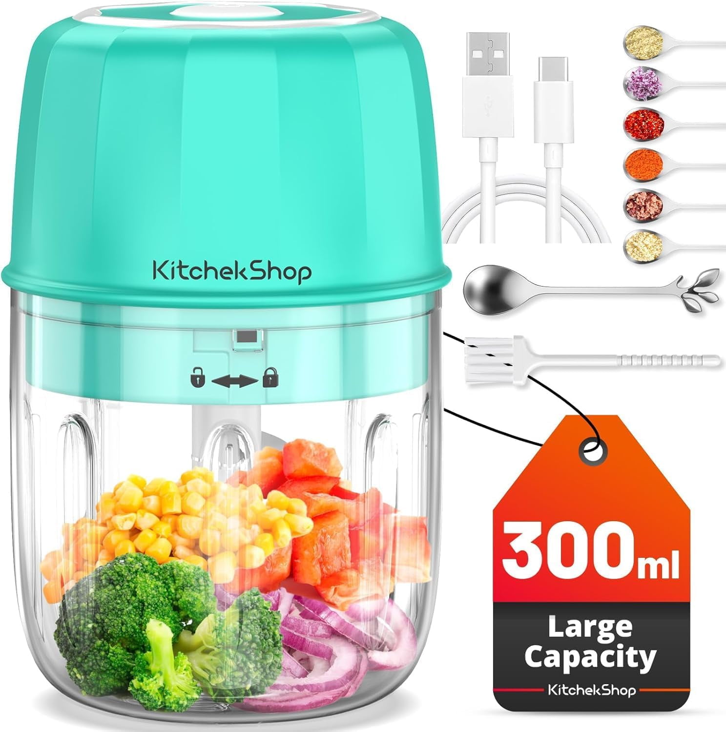 Rechargeable Portable and Cordless Mini Food Processor 300ML with ...