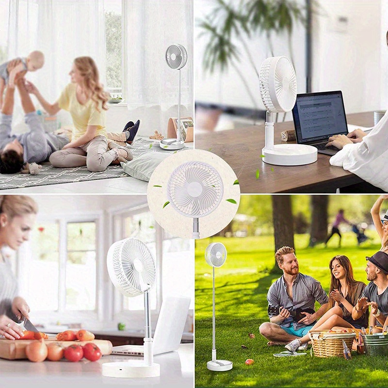Rechargeable Portable Fan with Adjustable Height, 4 Speed Settings, and ...