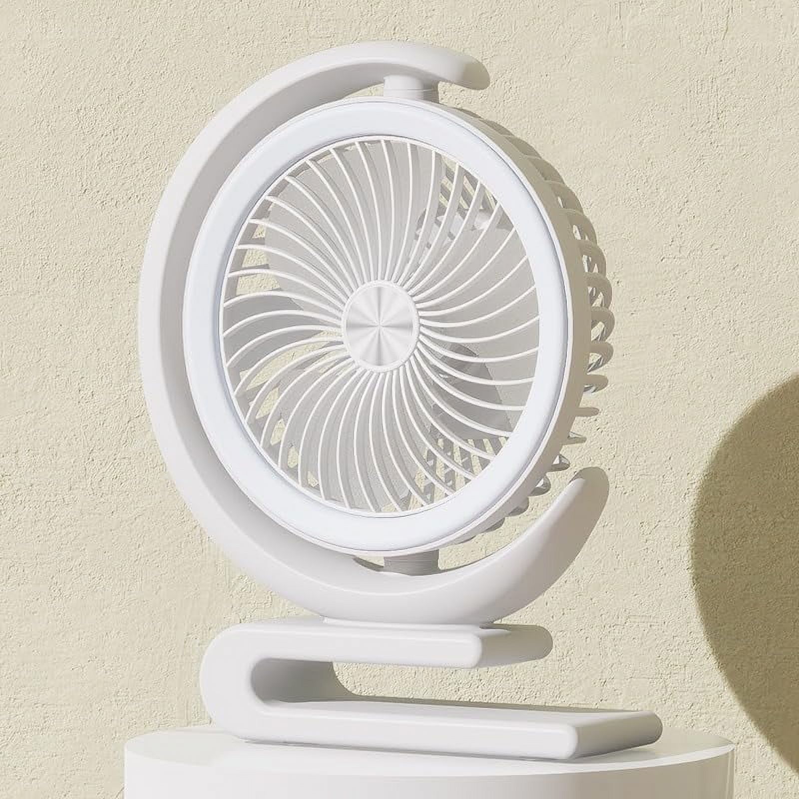 Rechargeable Portable Fan with LED Lantern – 360° Rotation & Quiet ...