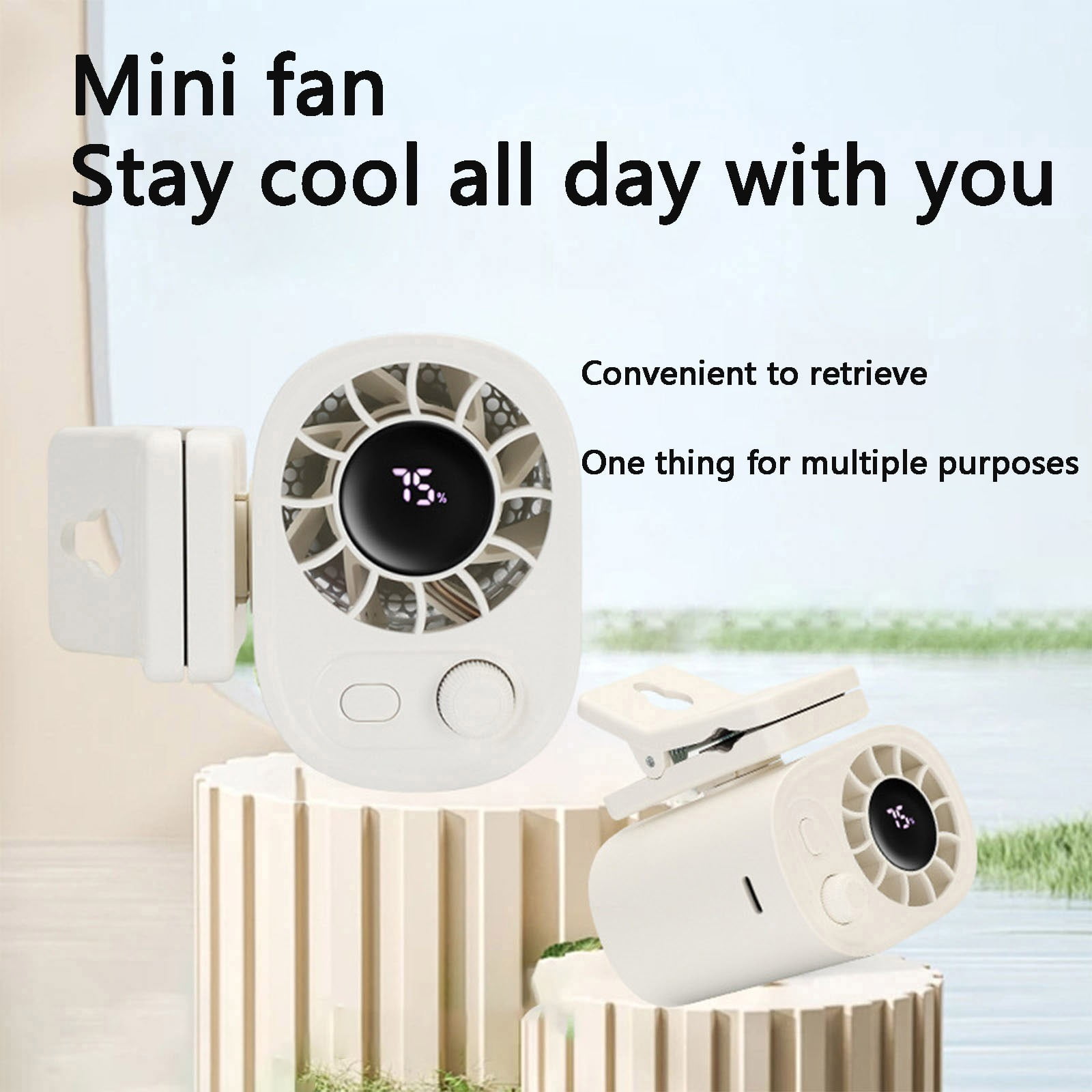 Rechargeable Portable Mini USB Clip Fan Clearance, 360° Rotating Belt ...