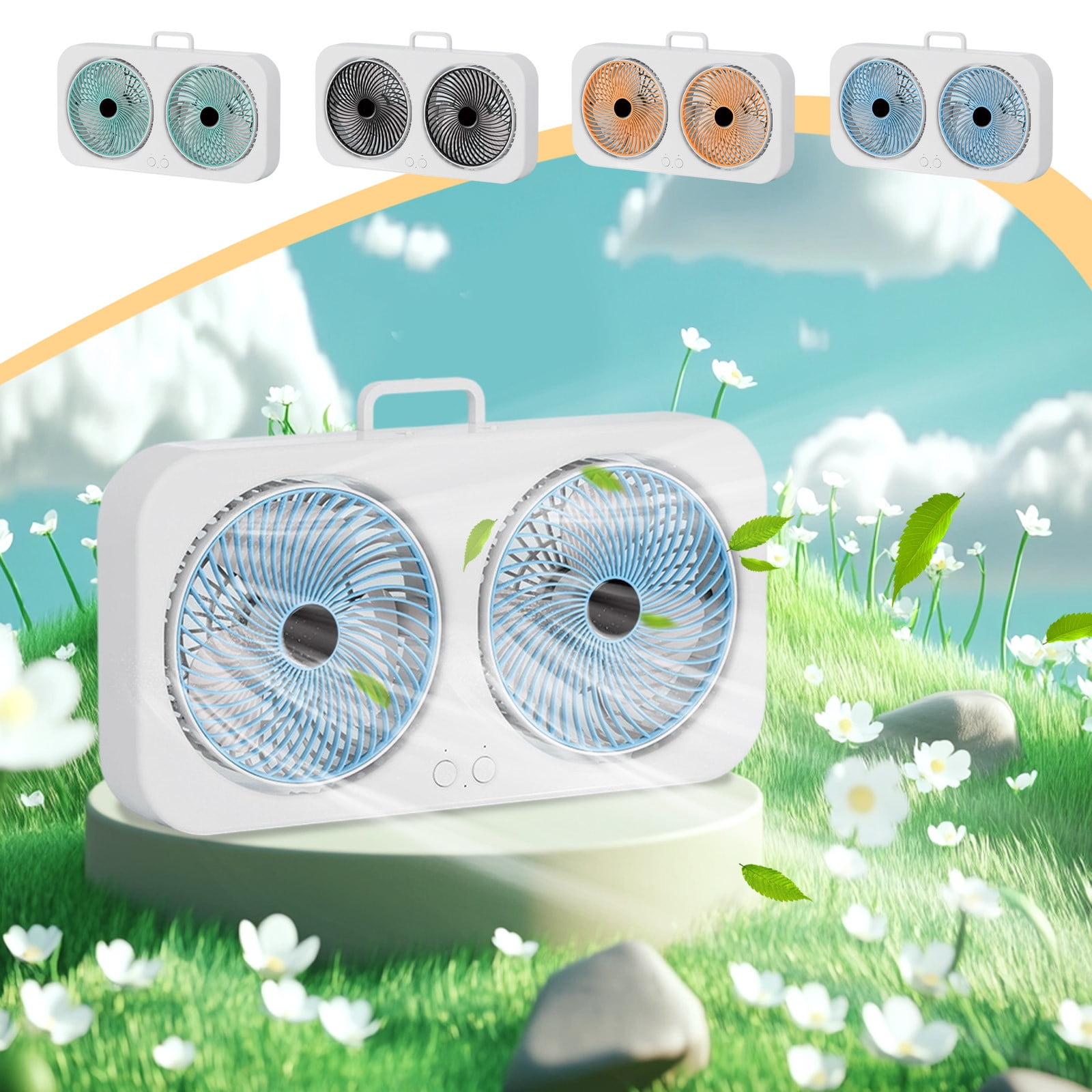 Rechargeable Portable Twin Fan Window 3 Speed Clearance, Double Head ...