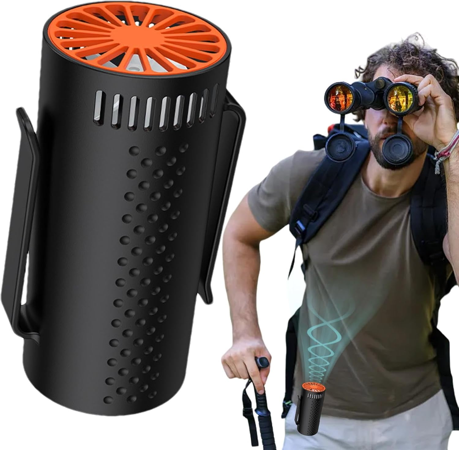 MUSICOZY Rechargeable Waist Clip Fan Black Portable Hand-Free Neck ...