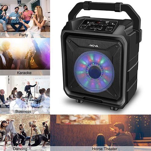 Rechargeable Portable Wireless Karaoke Party PA System Microphone-LED ...