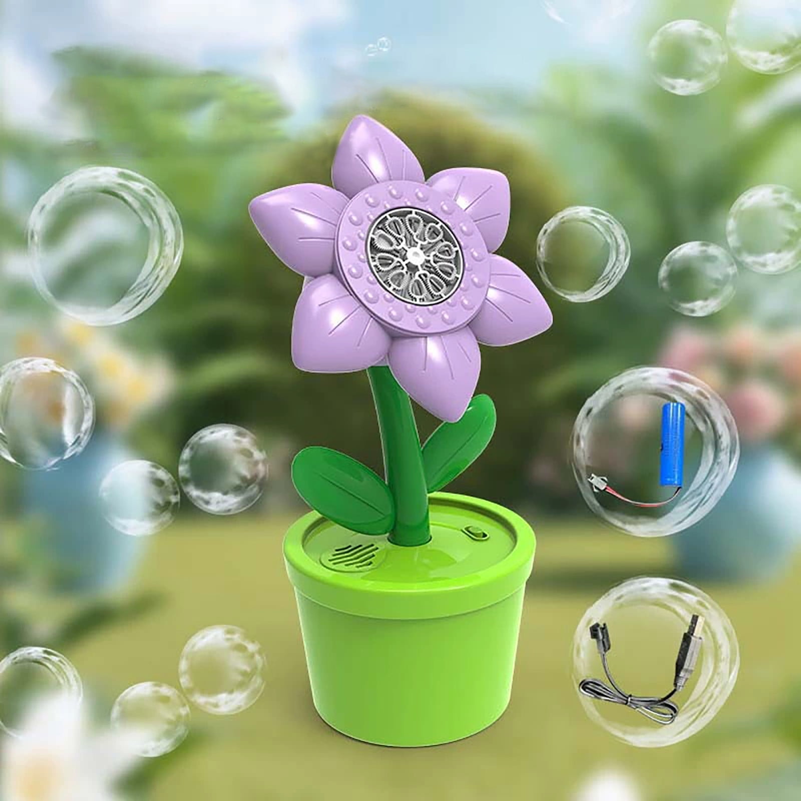 Rechargeable Rose Bubble Machine, Automatic LED Bubble Blaster, Outdoor ...